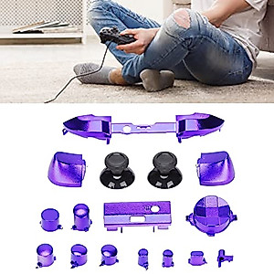 Full Game Controller Plating Button Set, Game Handle Accessories Compatible Beautiful Appearance for Series X(Electroplating Violet)