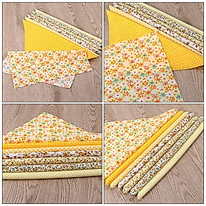 Healifty Fabric 7pcs Cotton Patchwork Bundle Squares Patchwork Lint Different Designs for DIY Sewing Quilting Scrapbooking Yellow Quilting Quilting Quilting Fabric