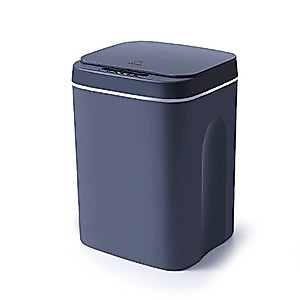 Smart Trash Can,Touchless Bathroom Trash Can with Lid,4.23 Gallon Motion Sensor Kitchen Garbage Can 16L Plastic Slim Trash Bin for Office,Living Room,Bedroom(No Battery) (16L, Blue)