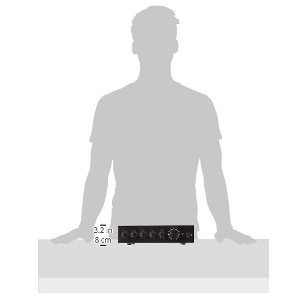 Monoprice Commercial Audio 3 Channel 60 Watt 100/70V Mixer Amp - Three Mic Inputs, Bass, Treble, and Volume Controls, Black