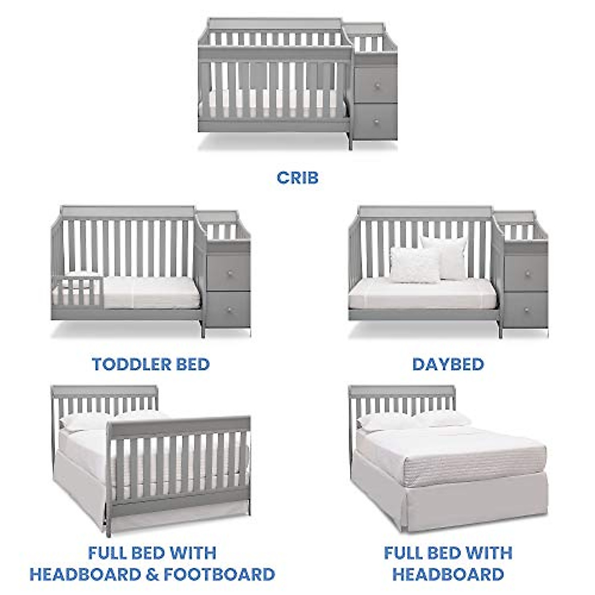 Delta Children Bentley S Convertible Crib N Changer, Grey + Serta Perfect Slumber Dual Sided Recycled Fiber Core Crib and Toddler Mattress (Bundle)
