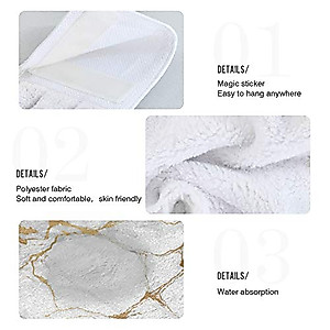 Selerdon Kitchen Hand Towel White Marble Hanging Tie Towels 2 Pieces Fast Dry Absorbent Soft Touch Hanging Kitchen Towels Used for Home Kitchen Bathroom Decoration