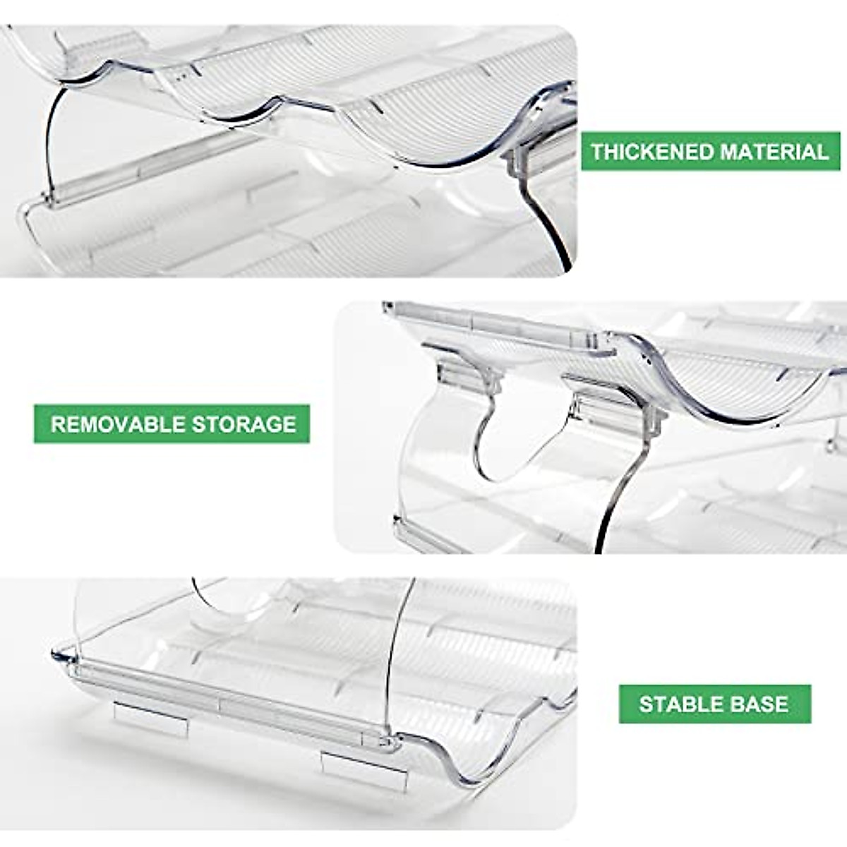 Stackable Water Bottle Organizer for Cabinet with Brush - 3 Tier Water Bottle Holder and Wine Rack Storage Organizer for Pantry Fridgem, Kitchen Organizer and Storage, Tumbler Travel Mug Cup Holder