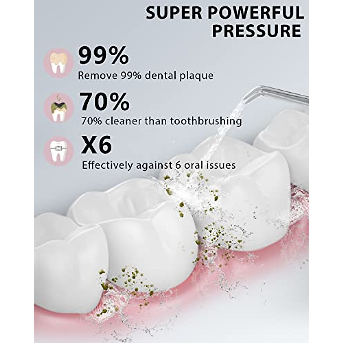 MySmile Powerful Cordless 350ML Water Dental Flosser Portable OLED Display Oral Irrigator with 5 Pressure Modes 8 Replaceable Jet Tips and Storage Bag for Home Travel Use (Black)