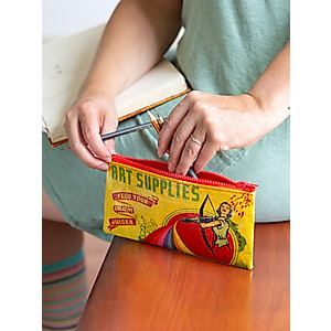 Blue Q Pencil Case, Art Supplies. Hefty Zipper, Sturdy and Easy-to-Rinse-Clean, 95% Recycled Material. Organize a Larger Bag -- Store Makeup, Chargers, Receipts, Pencils. 4.25"h x 8.5"w