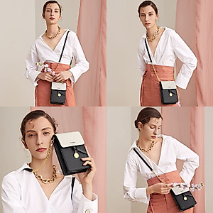 Cnoles Small Crossbody Phone Purse for Women Leather Wallet with Credit Card Slots Black