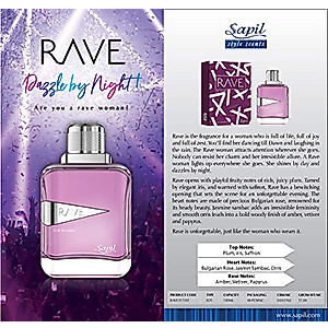 Sapil Rave Perfume for Women - Long-Lasting Dubai Perfume for Women - Sweet Fruity Floral EDP Spray - 3.4 Oz (100 ml) - Ideal Arabic Cologne for Women and Daily Wear.