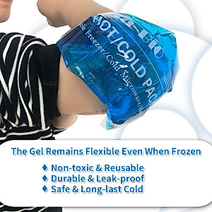 Reusable Gel Ice Packs (4 Pack) - Hot Cold Pack for Injuries, Pain Relief, Migraines - Gel Ice Pack Cold Compress for Back, Neck, Foot and Wrist - Flexible Cold Packs for Injuries - 5.1" x 6.5"