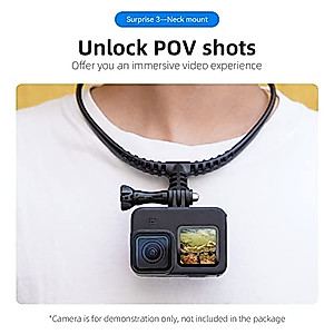 Adaptom Action Camera Accessories Kit w/Waterproof Case for GoPro, Neck Mount+Selfie Stick+Bike Mount for GoPro Hero 11 10 9 8 7 6 5 4 GoPro Max GoPro Fusion Insta360 DJI Osmo Most Action Camera