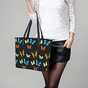 Beautiful Butterfly Women's Tote Bag PU Leather Shoulder Bag Handbags Purse For Work Shopping Travel