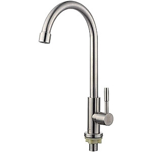 LCARY Swive SUS304 Stainless Steel Cold Water Tap Kitchen Sink Faucet, Brushed
