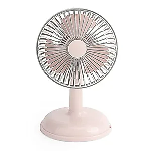 Ozgkee Small Electric Fan Simple Portable Vintage Pure Color USB Charging Little Fan for Summer (Light Pink)