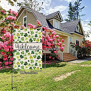 Welcome Spring St. Patrick's Day Small Garden Flag Vertical Double Sided Burlap Yard Outdoor Decor 12.5 x 18 Inches
