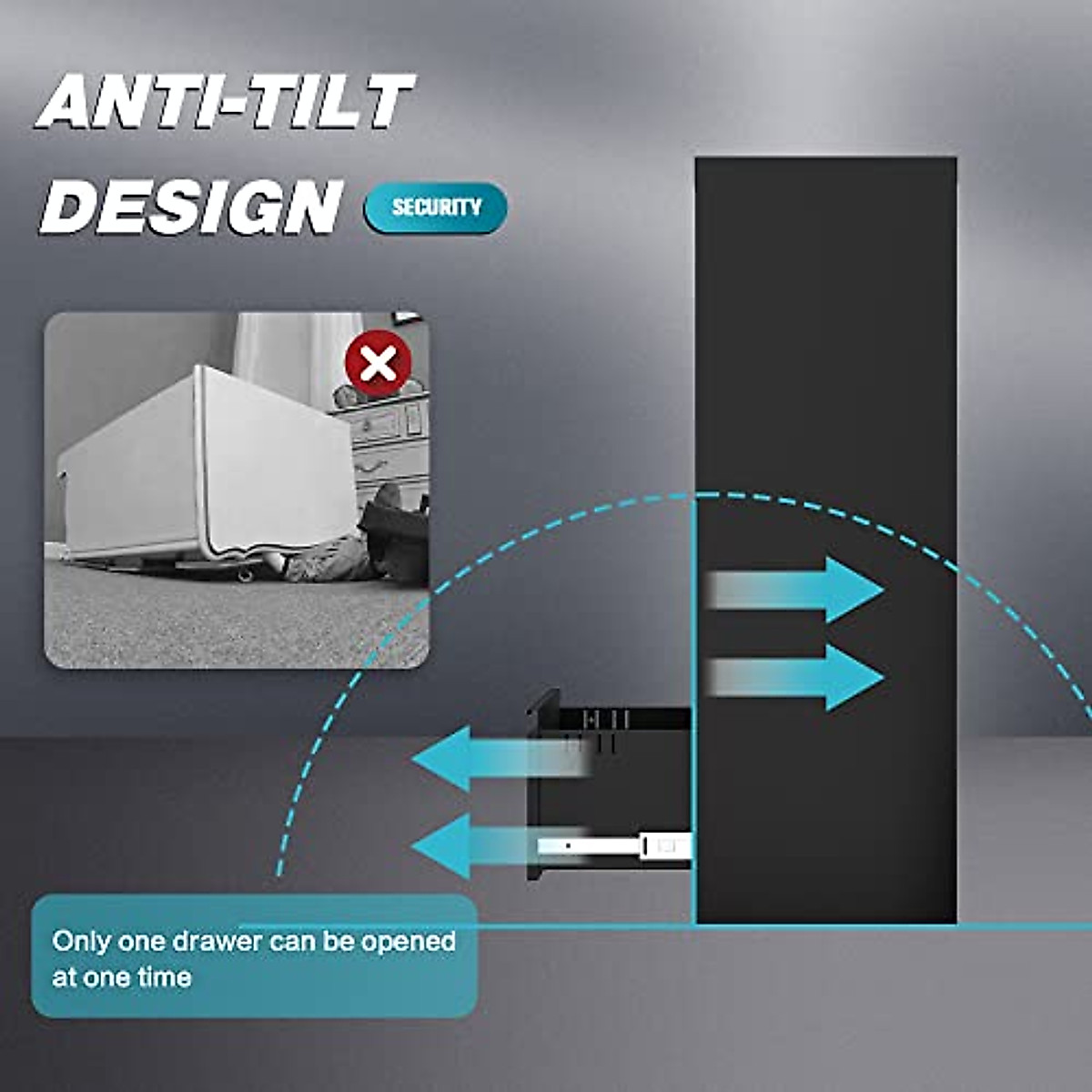 GangMei 4 Drawer Lateral File Cabinet, Metal Lateral File Cabinets with Lock, Legal Size Steel Lateral Filing Cabinet for Office and Home