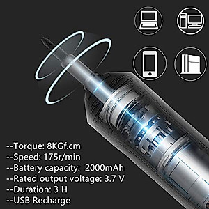Cordless Electric Screwdriver, JAKEMY USB Rechargeable Multi-Function Magnetic Precision Power Screwdriver Repair Tool Kit with LED Light for PC, Phone, Android Phone, Watch, Laptop
