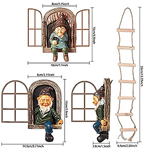 Thyle 4 Pieces Elf Out The Door Tree Hugger Garden Statue Gnome Resin Gnome Figurine Hanging Inappropriate Garden Gnomes Tree Gnome Decoration Tree Faces Decor Outdoor for Patio Lawn Ornament