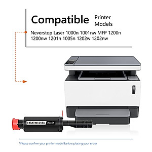 143A | W1143A 1 Pack Black (with Chip) Toner Cartridge Reload Kit Toner Compatible Replacement for HP 143A Neverstop Laser 1000n 1001nw Neverstop MFP 1200n 1200nw 1201n 1005n 1202w 1202nw Printer