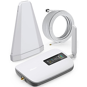 HiBoost Cell Phone Booster for All Carriers| Up to 2000 Sq Ft| Cell Signal Booster Display Screen| High Power Outdoor Receiving Antenna|for 5G/4G/3G LTE |App Service + Install|FCC Approved