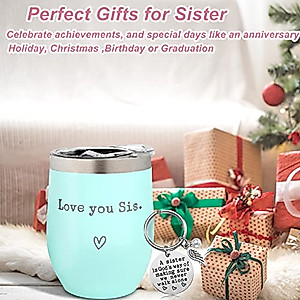 Sister Gifts from Sister - I Love You Sis - Sister Gifts for Birthday - Graduation Gifts Thanksgiving Christmas Gifts for Sister - 12oz Coffee Cup(Mint)