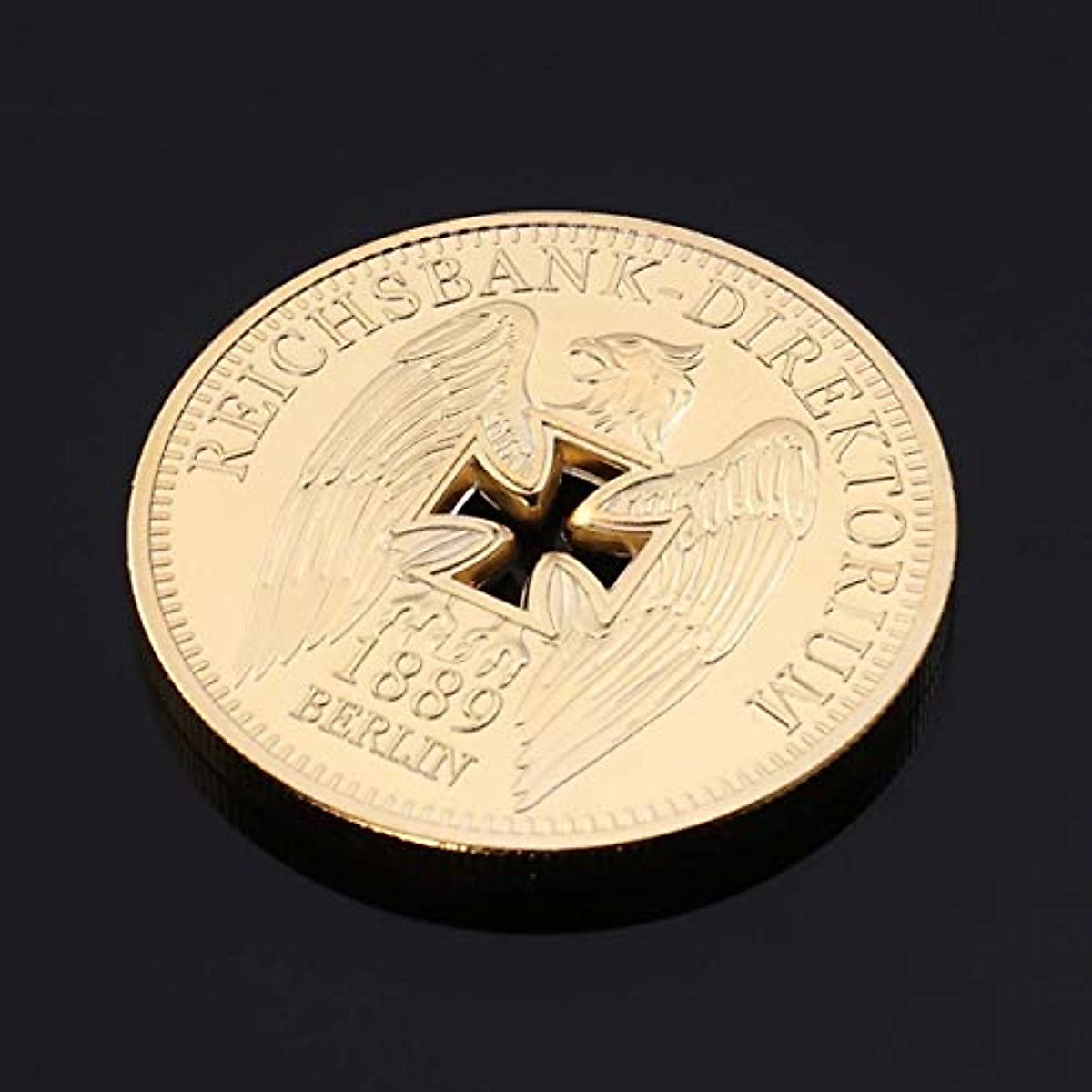 Amosfun German Imperial Bank Gold-Plated Commemorative Coins Germany Cross Eagle Challenges Coin Collectibles