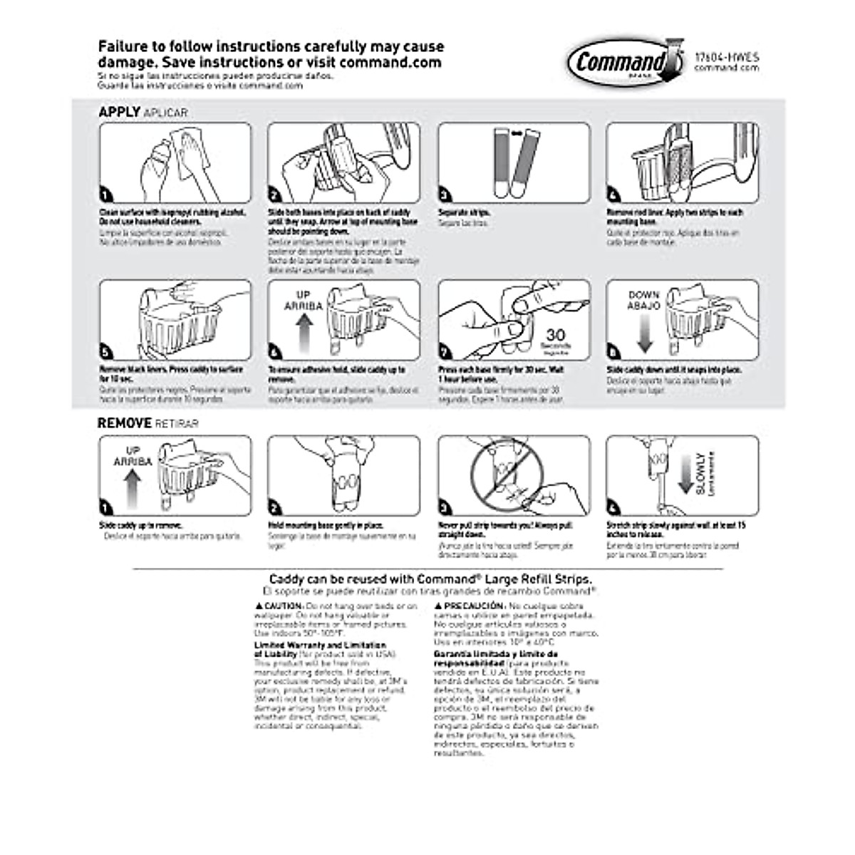 Command Under Sink Cabinet Caddy, Holds up to 7.5 lbs, 1-Caddy, 4-Strips, Organize Damage-Free