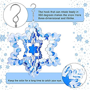 Christmas 3D Snowflake Wind Spinner, Stainless Steel Wind Spinner Christmas Wind Spinner Hanging Wind Chime with Swivel Hook for Indoor Outdoor Garden Decoration, 12 Inch White