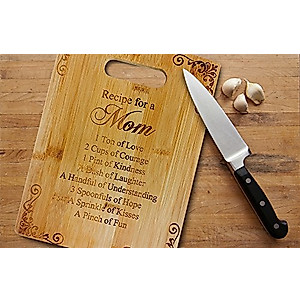 Recipe for a Mom Cute Funny Laser Engraved Bamboo Cutting Board - Wedding, Housewarming, Anniversary, Birthday, Mother's Day,Gift For Him, For Her, For Boys, For Girls, For Husband, For Wife, For Them
