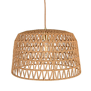 Creative Co-Op Open Weave Metal and Paper Rope Ceiling Light, Natural and Brushed Gold