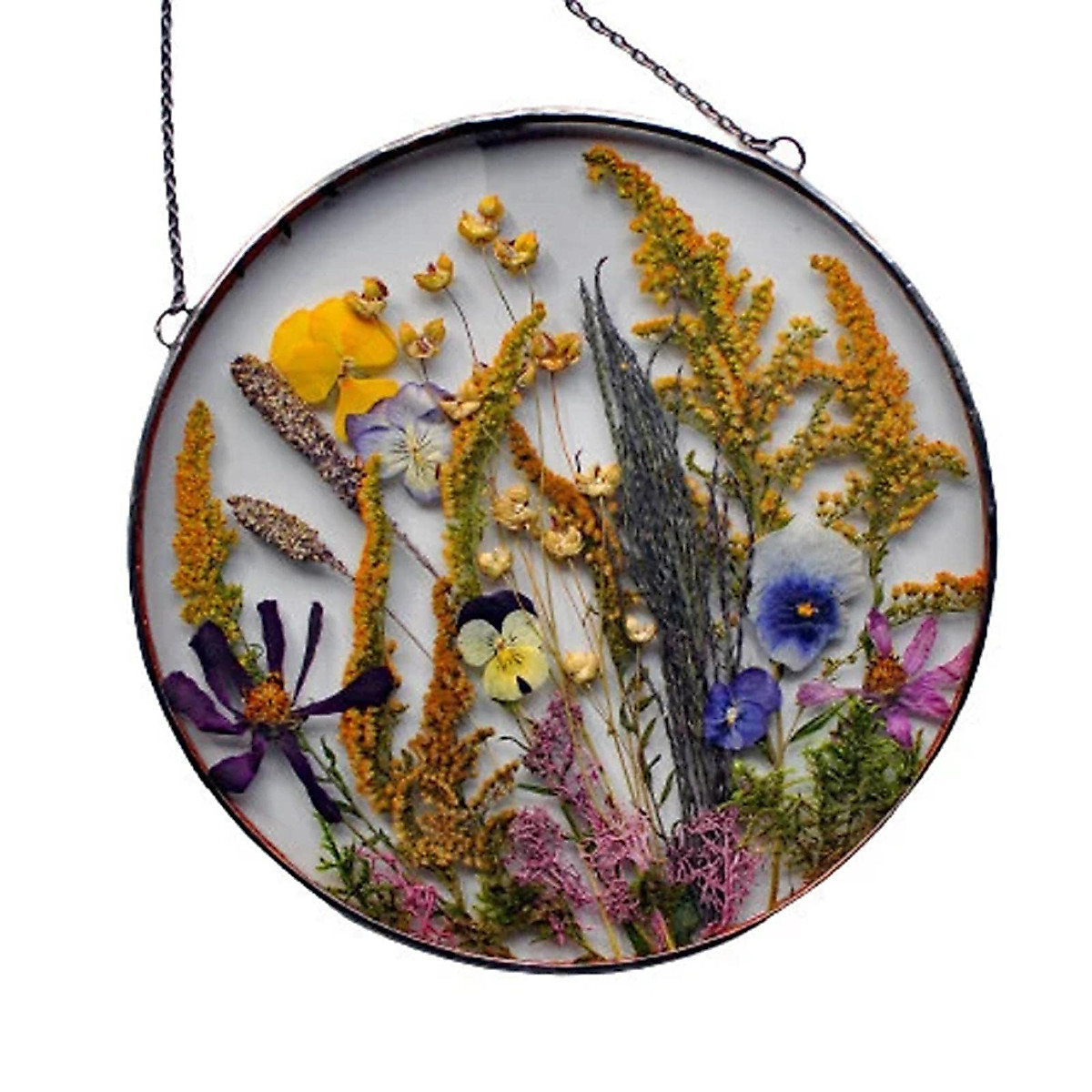 couraged Pressed Flower Ornament Frame, Hanging Acrylic Frame with Pressed Flower, Dried Flower Frame Art Decor, Exquisite Wall Frame Hangings for Home Office Garden