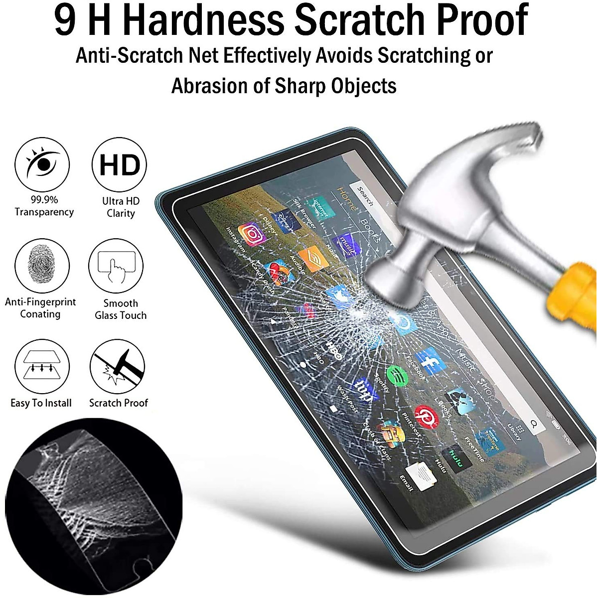 TANTEK [2-Pack Screen Protector for All-New Fire HD 8/HD 8 Plus/HD 8 Kids (10th gen, 2020 release),8-Inch,Tempered Glass Film,Ultra Clear,Anti Scratch,Bubble Free
