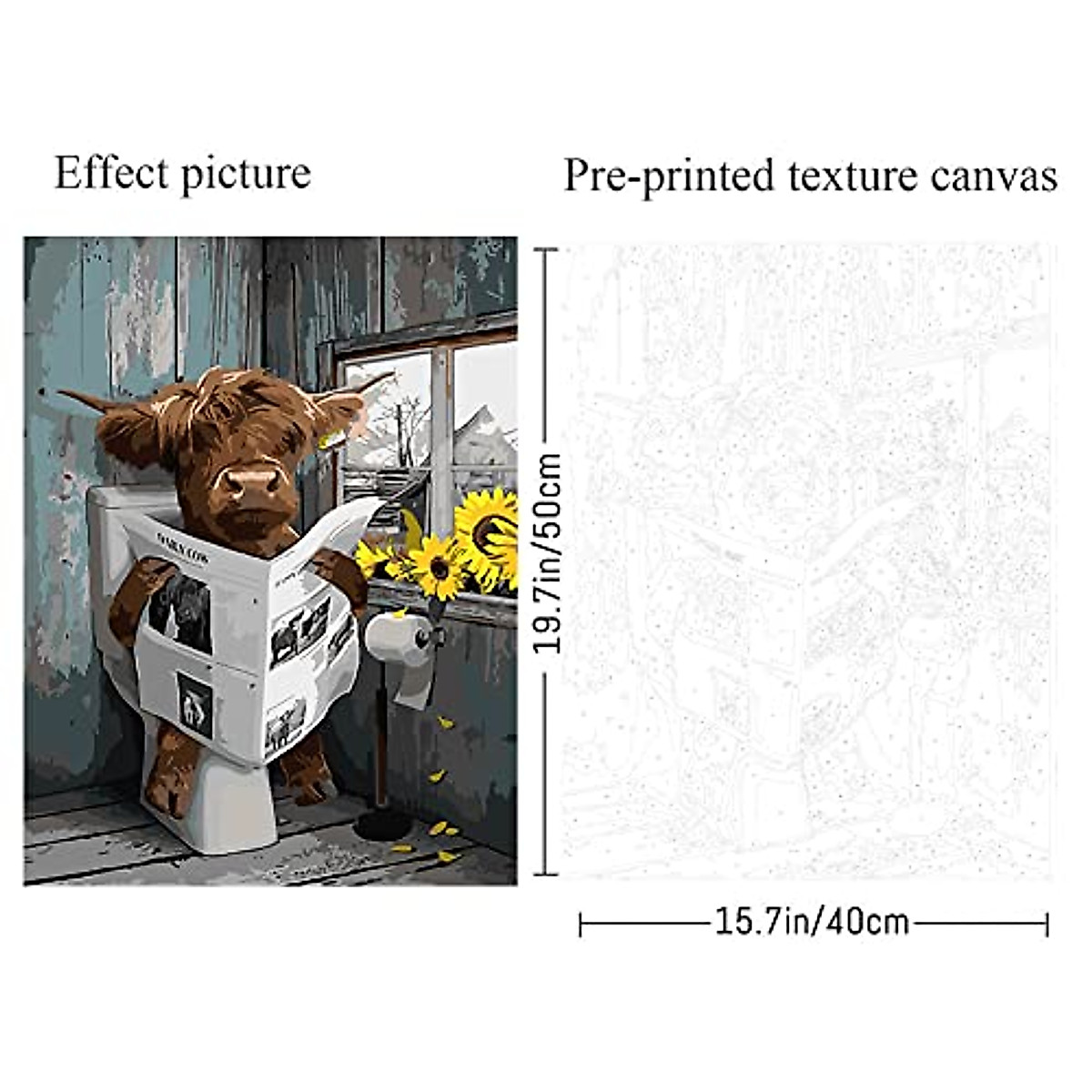 weharnc Cow Paint by Number for Adults-Paint by Numbers for Adults Beginner,Cow Paint by Numbers for Gift Home Wall Decor (Cow,16 x 20 inch)