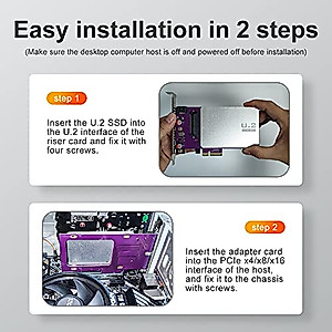 U.2 SFF-8639 to PCIe NVMe SSD Adapter Card, PCIe 3.0 X4 Expansion Card for 2.5" U.2 NVMe SSD or 2.5" SATA SSD
