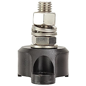 Fastronix 1/2" Heavy Duty Stainless Steel Single Stud Power and Ground Junction Block with Red and Black