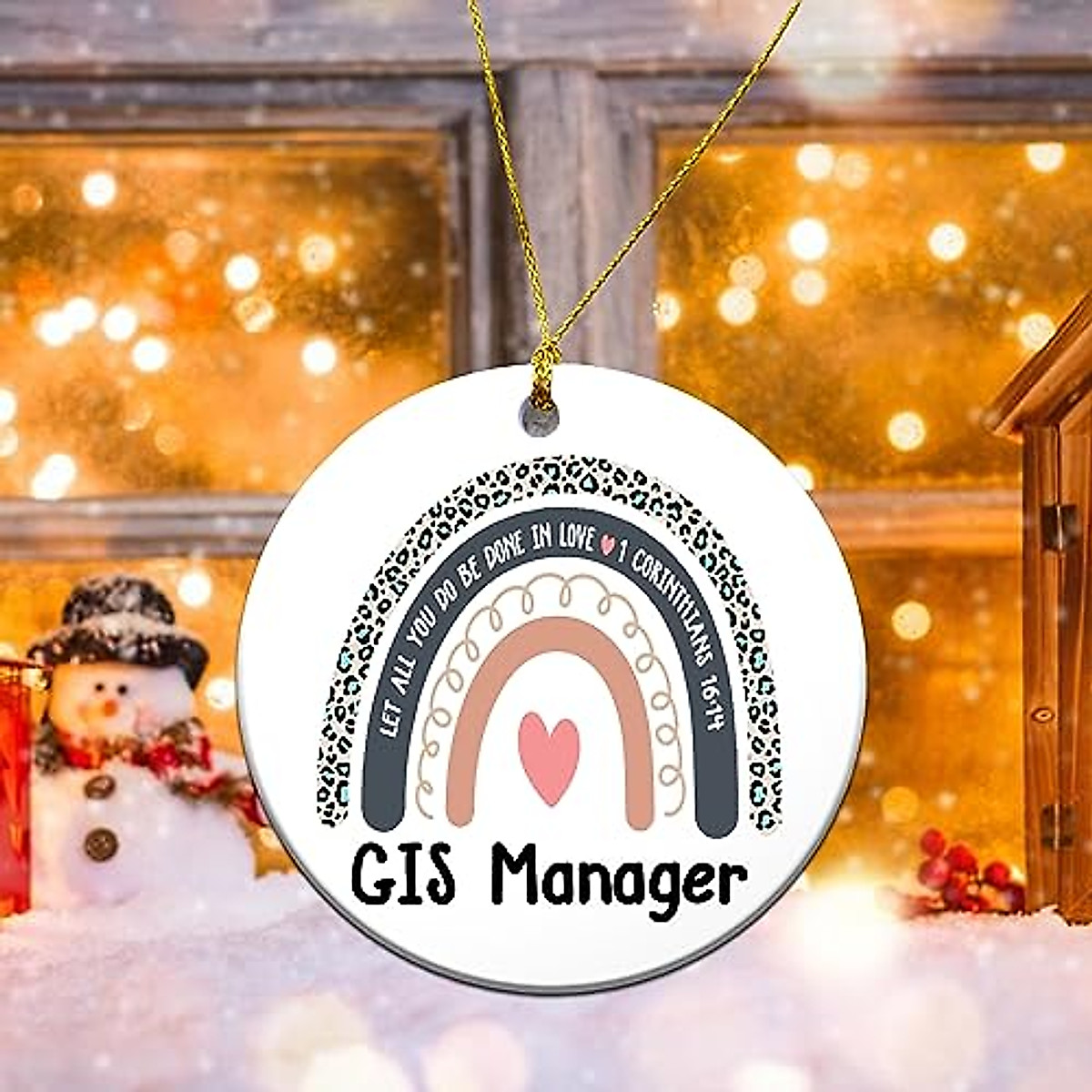 Let All You Do Be Done GIS Manager Ornament Ceramic for Christmas Tree Decorative, GIS Manager for Women Men, Funny Xmas Tree Hanging Ornament Round Ceramic Present Home Décor