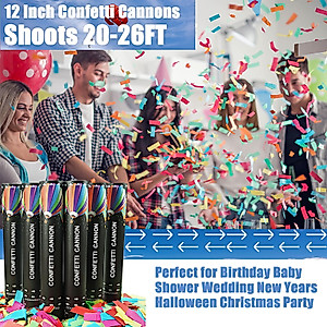 Biodegradable Confetti Cannon Easy Clean - 6 Pack Party Poppers Confetti Shooters for Birthday Graduation Wedding New Year’s Eve Celebration Office Prank, Large Confetti Cannon