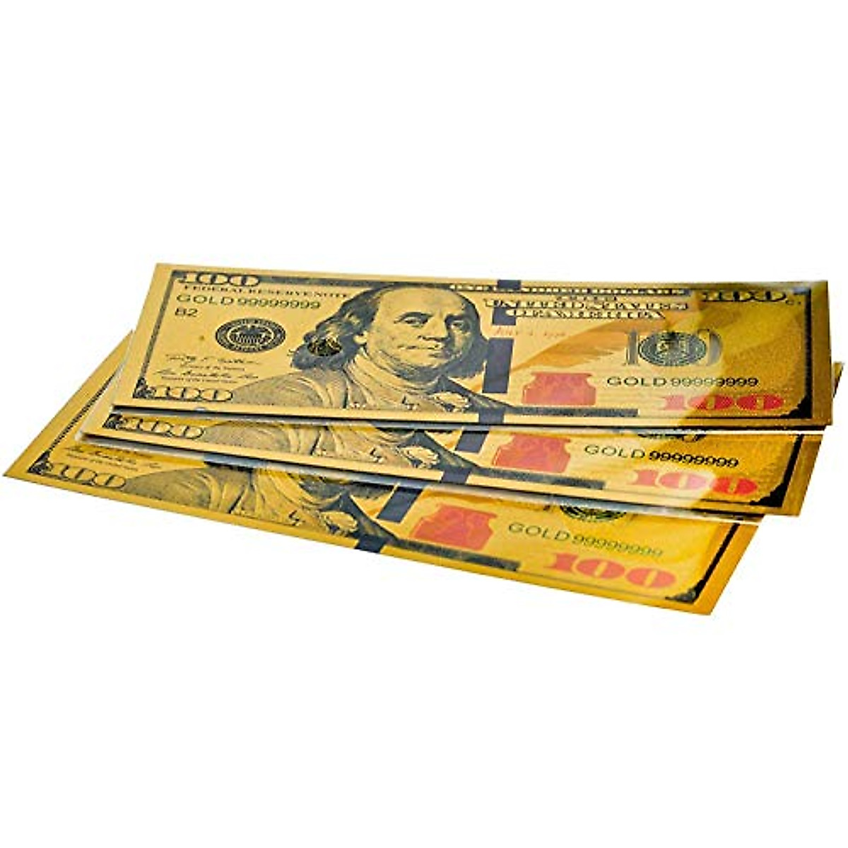 3 Premium Bookmarks for ,Gold $100 Bills - High Quality Thick Book-Mark to Promote Reading with One Hundred Dollar USA Bank Note Design - Great Prize for Classrooms, Book Clubs, Libraries (3 Pack)
