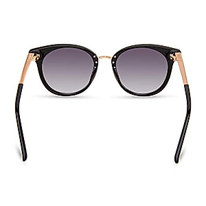 GUESS Women's Stud Acccent Round Sunglasses, Shiny Black, 52mm