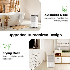 FREE VILLAGE Dehumidifier, 45 Pint (50 Pint Under 90°F/90% RH) Dehumidifiers for Home Up to 3500 Sq. Ft, Auto Drainage, Digital Control Panel, 24 Hr Timer, Dehumidifier for Basement, Bathroom, Bedroom