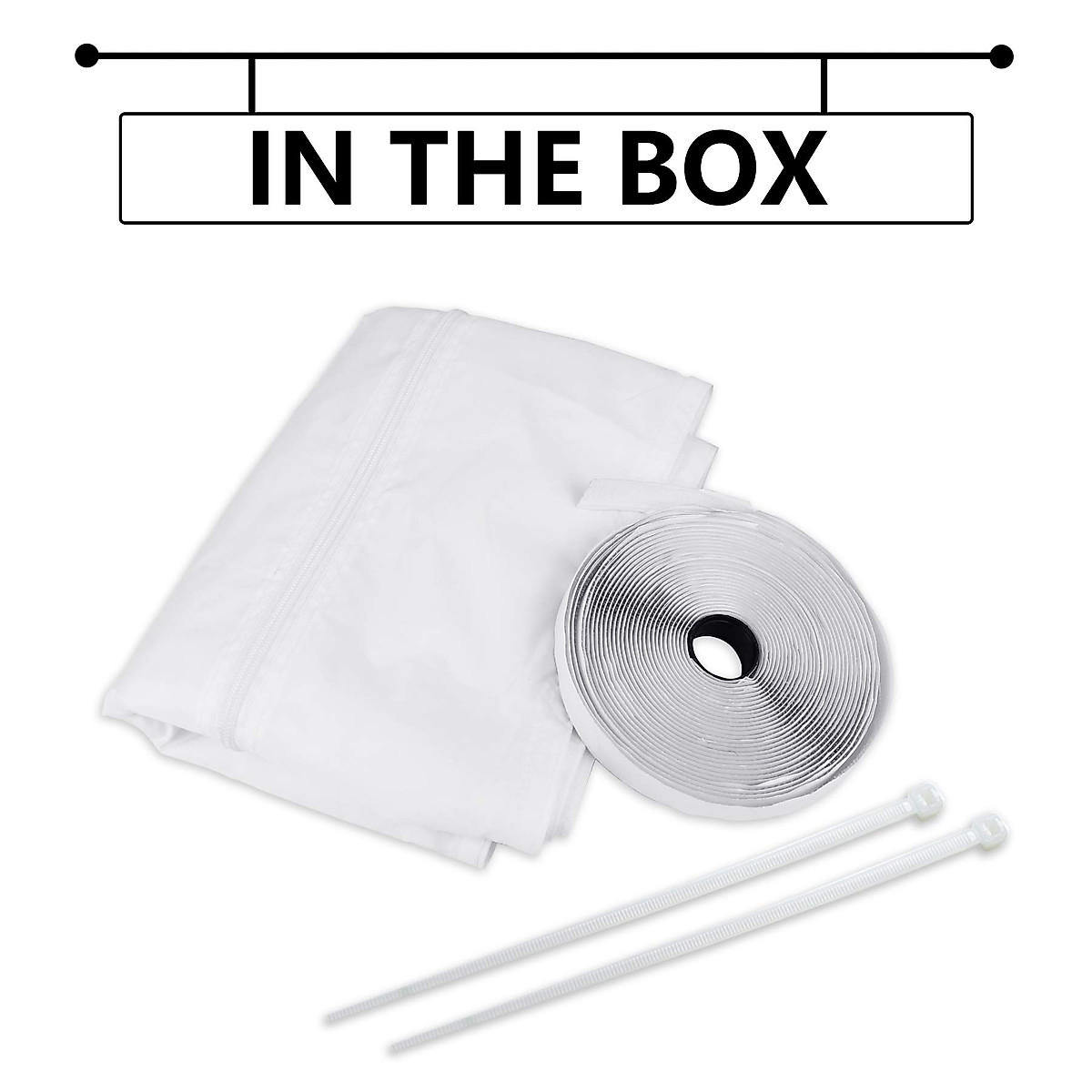 BJADE'S Window Seal Kit for Portable Air Conditioner Unit and Tumble Dryer,158Inch Seals with Zipper and Adhesive Fastener , White