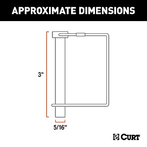 CURT 25010 Trailer Coupler Pin, 5/16-Inch Diameter x 3-Inch Long