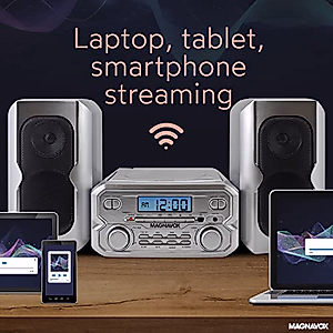 Magnavox MM435M-SL 3-Piece Compact CD Shelf System with Digital FM Stereo Radio, Bluetooth Wireless Technology, and Remote Control in Silver | LCD Display | AUX Port Compatible | 2022 Version |