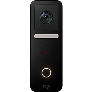 Logitech Circle View Apple HomeKit- Enabled Wired Doorbell TrueView Video, Face Recognition, Color Night Vision, and Head-to-Toe HD Video - Black (Renewed)