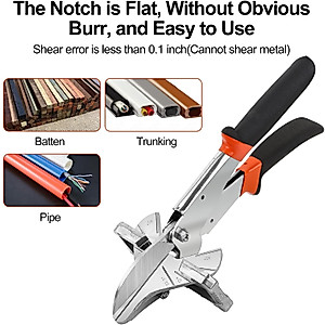 Miter Shears for Angular Cutting Molding,Quarter Round Cutting Tool,0-135 Degree Adjustable Angle Trim Shear,Multifunctional Trunking Shears for Cutting Soft Wood, Plastic, PVC and more