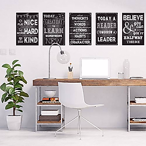 Whaline 20 Pack Motivational Classroom Posters, Chalkboard Design Inspirational Quotes Posters, Waterproof Classroom Wall Arts for Students Teachers Classroom Decorations, 12 x 17 Inch