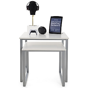 Displays2go Square Nesting Tables, Set of 2 Sizes - White