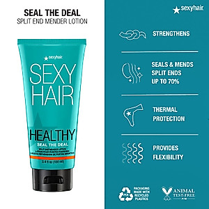 SexyHair Healthy Seal the Deal Split End Mender Lotion, 3.4 Oz, Mends Split Ends, All Hair Types