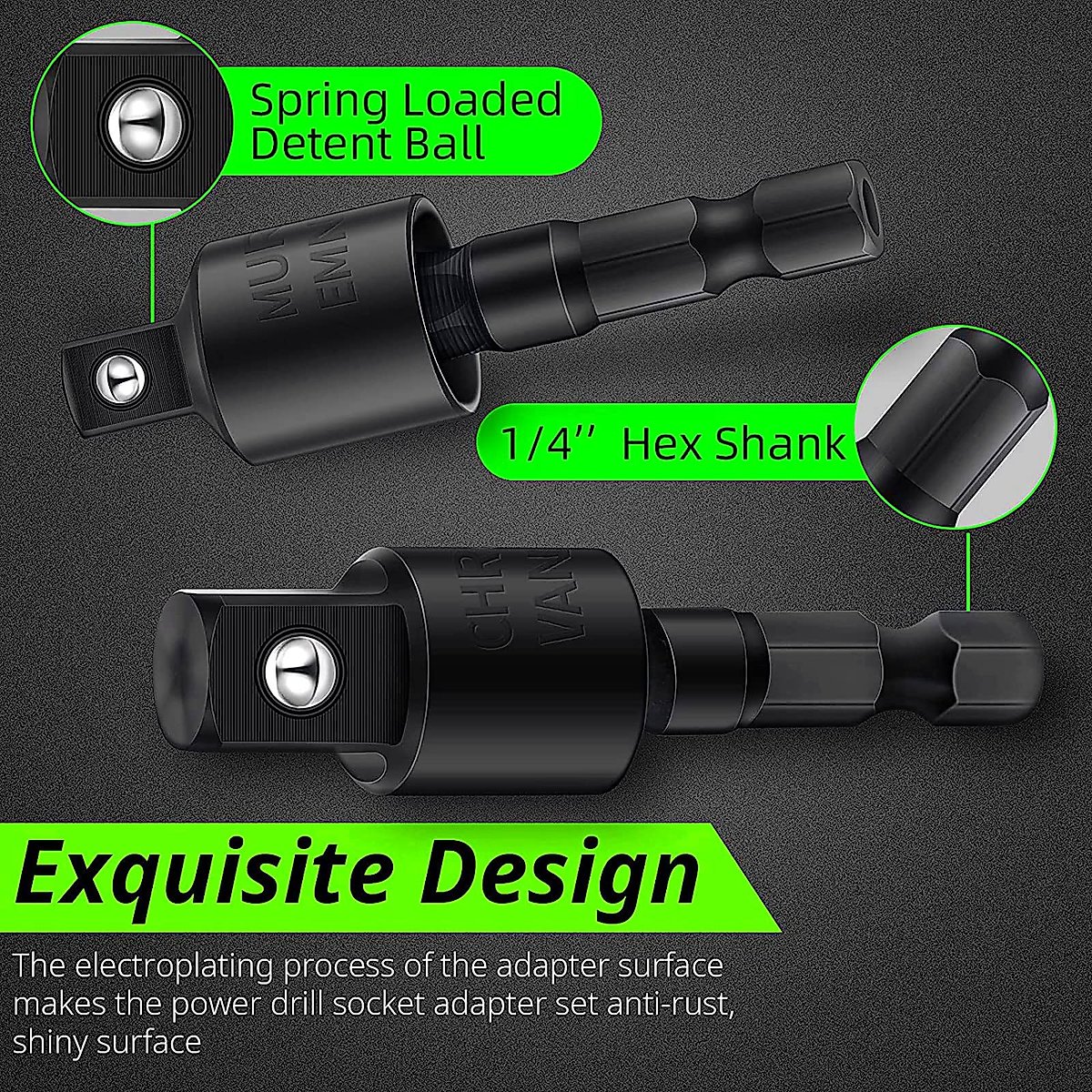 Fruholt 4-in-1 Impact Flexible Drill Bit Extension Set, 105° Right Angle Drill Attachmen, Rotatable Joint Socket 1/4 3/8 1/2 In Hex Socket Adapter, Christmas Stocking Stuffers for Men Adults Dad