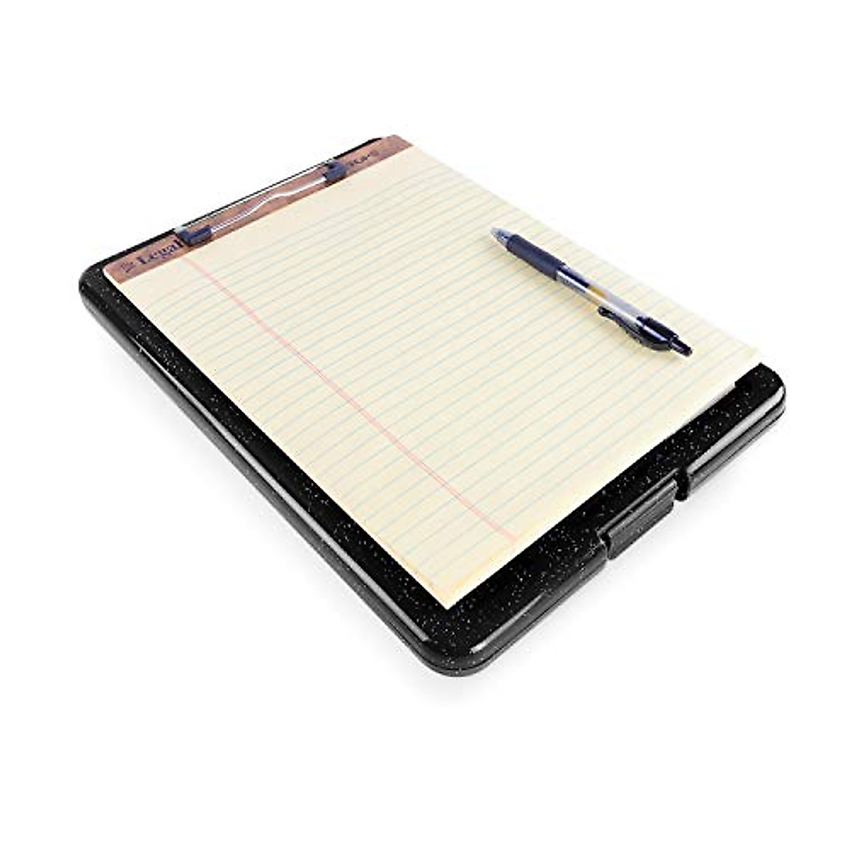 Slim Plastic Nursing RN Style Coaches Clipboard with Open Foldable Storage, Classroom Teacher College Size (9.5" x 13.5") (Black White Splatter)