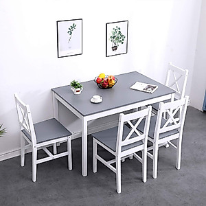 sogesfurniture 5 Piece Kitchen Dining Room Table Sets for 4, Modern Space-Saving Dining Furniture, Pastoral Rectangular Dining Table Furniture Set for Kitchen, Dining Room