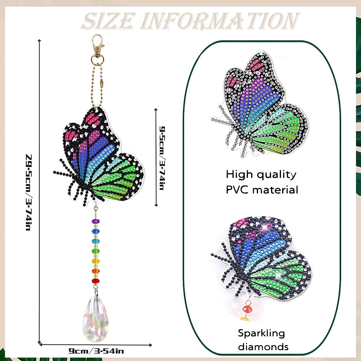 Bulerrylulu 4pcs Diamond Painting Suncatcher Wind Chime Kit,Double Sided Crystal Diamonds Painting Butterfly Hanging Ornament,Hummingbird Art and Crafts DIY for Kits Adults Home Garden Decor